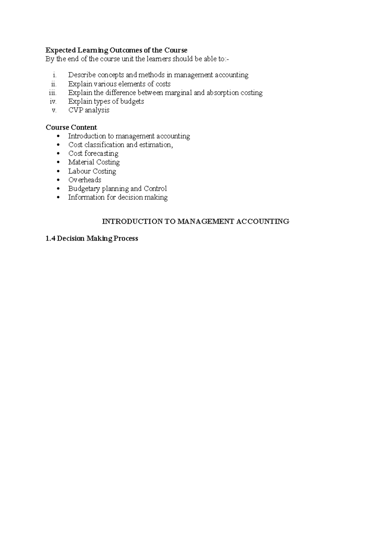 BAC 201 - Select 4 Topics - Expected Learning Outcomes of the Course By ...