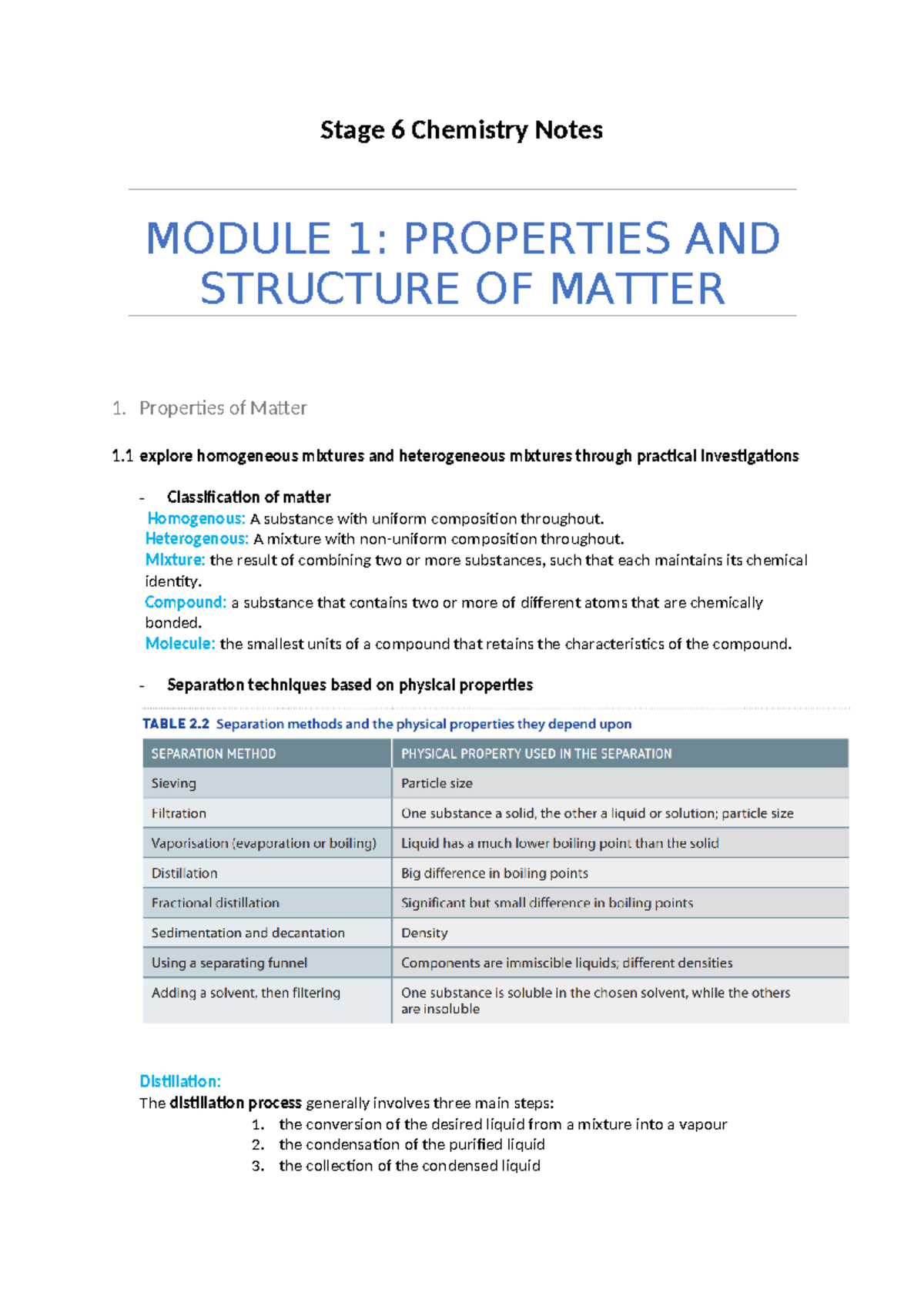 Stage 6 Chemistry Notes - Stage 6 Chemistry Notes 1. Properties of ...