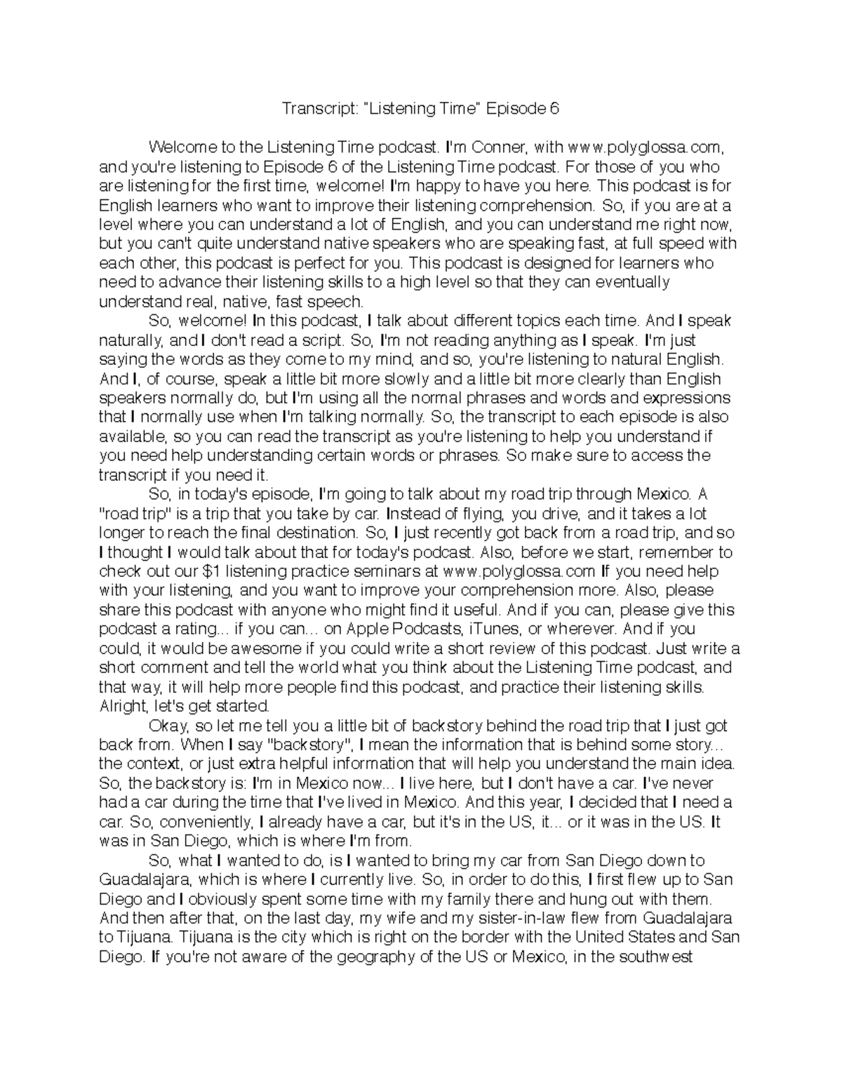 Episode 6 Transcript - Listening Time - Transcript: “Listening Time ...