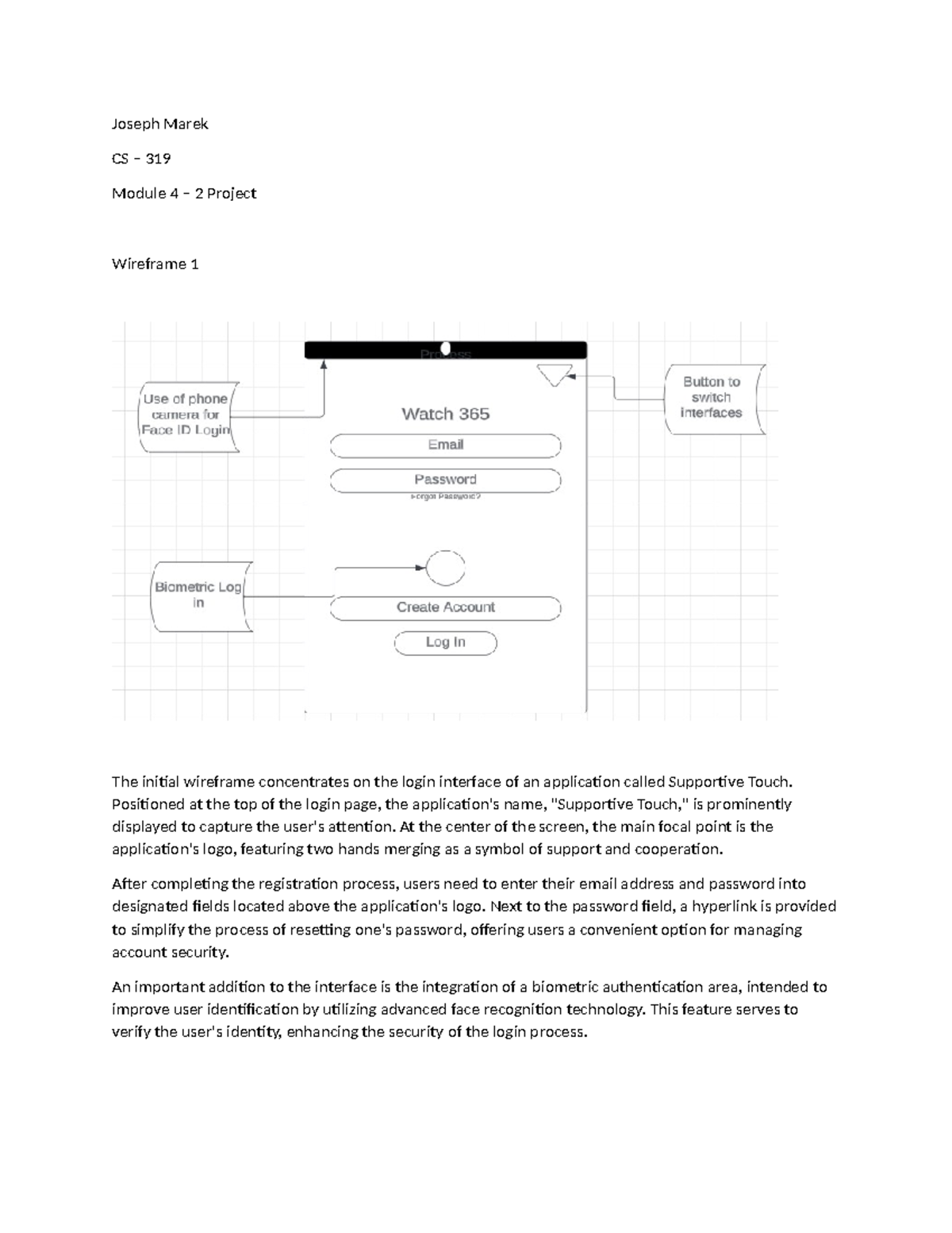 WRA0002 - Joseph Marek CS – 319 Module 4 – 2 Project Wireframe 1 The initial wireframe ...