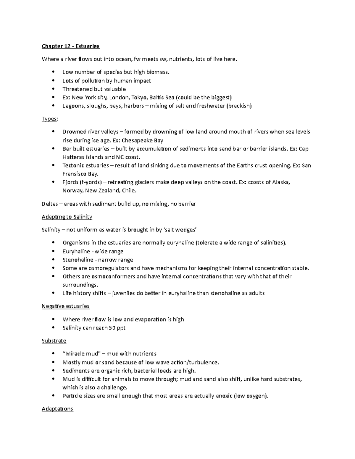 Chapter 12 - Estuaries - Chapter 12 - Estuaries Where a river flows out ...