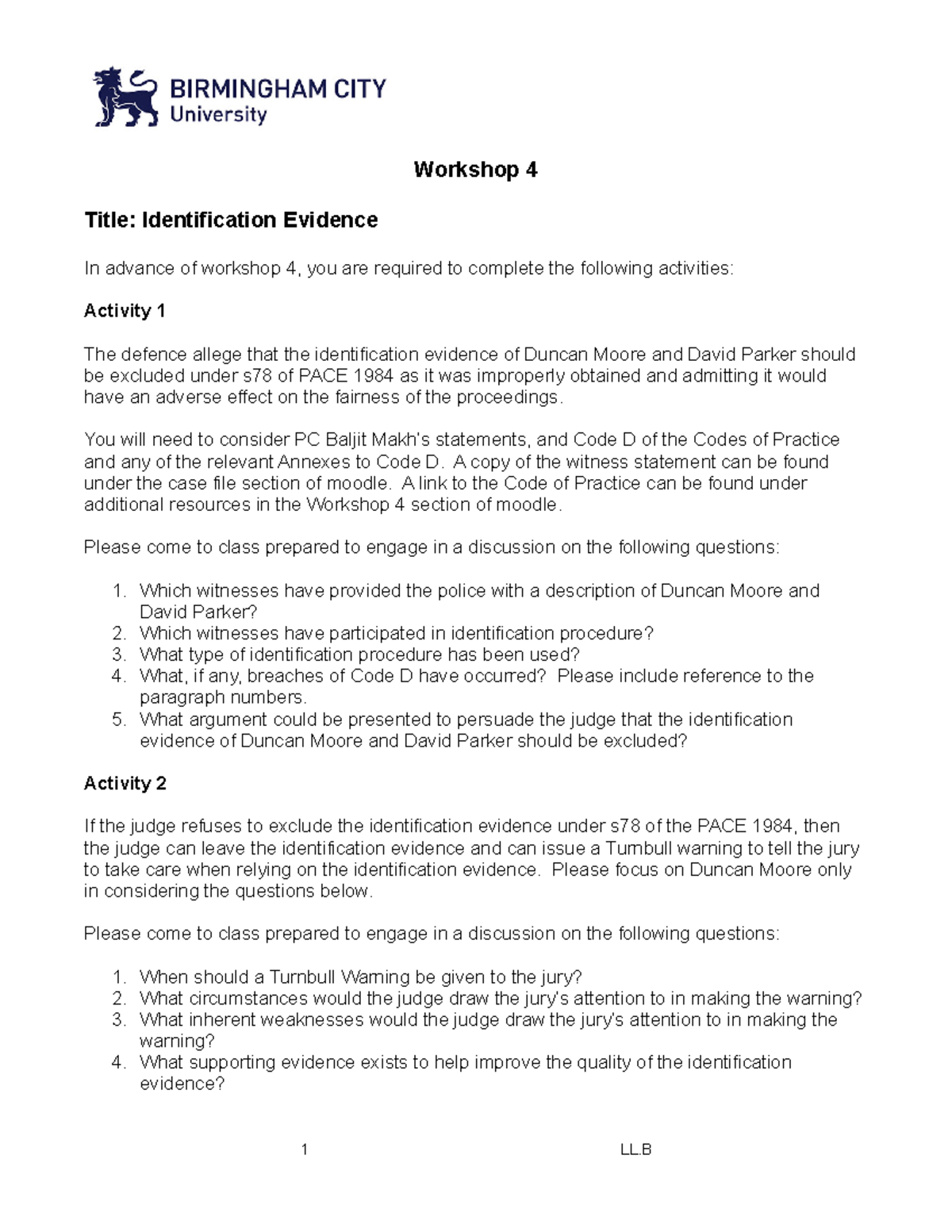 Pre-Session Activity Workshop 4 2023 - Workshop 4 Title: Identification ...