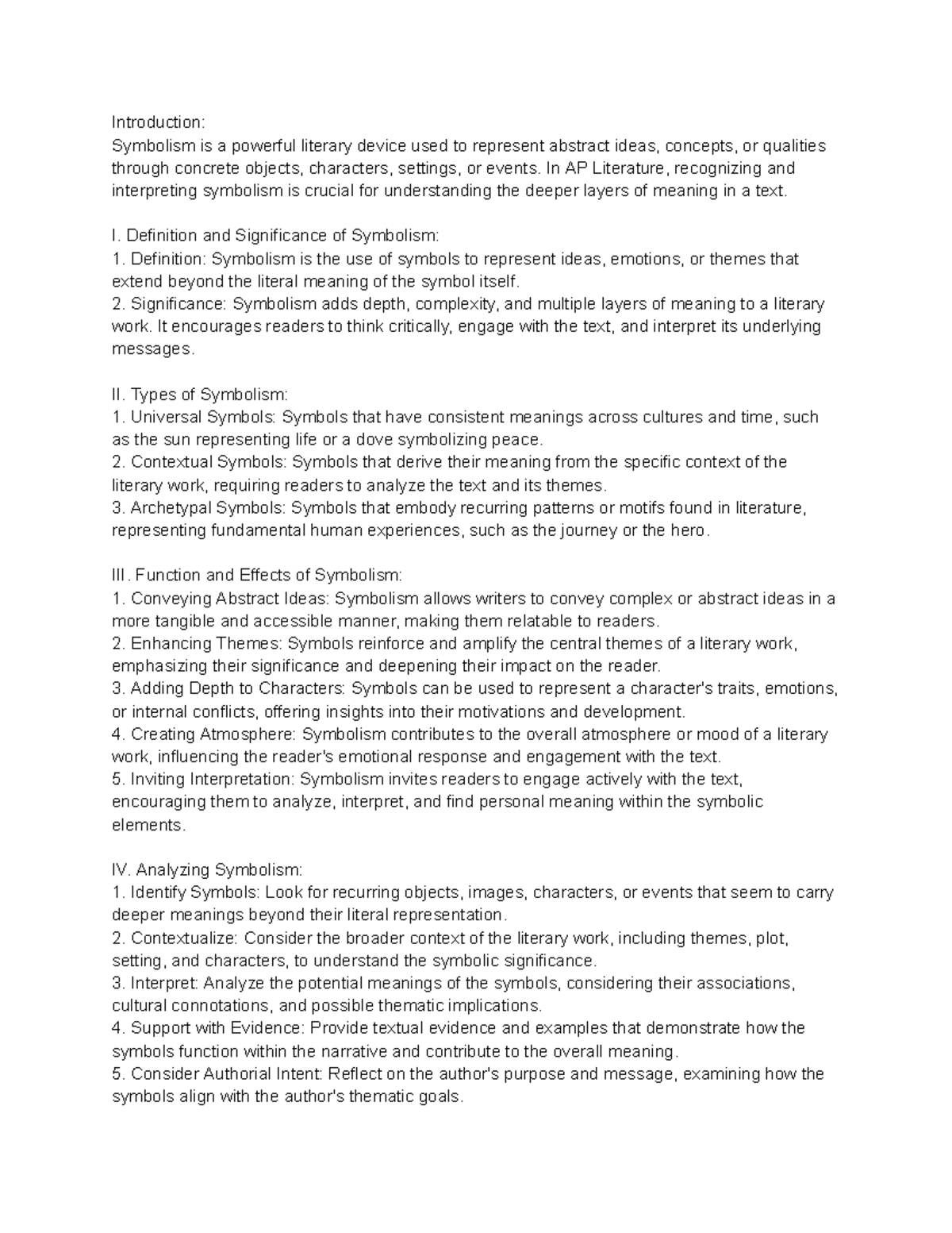 Symbolism in AP Literature - Introduction: Symbolism is a powerful ...