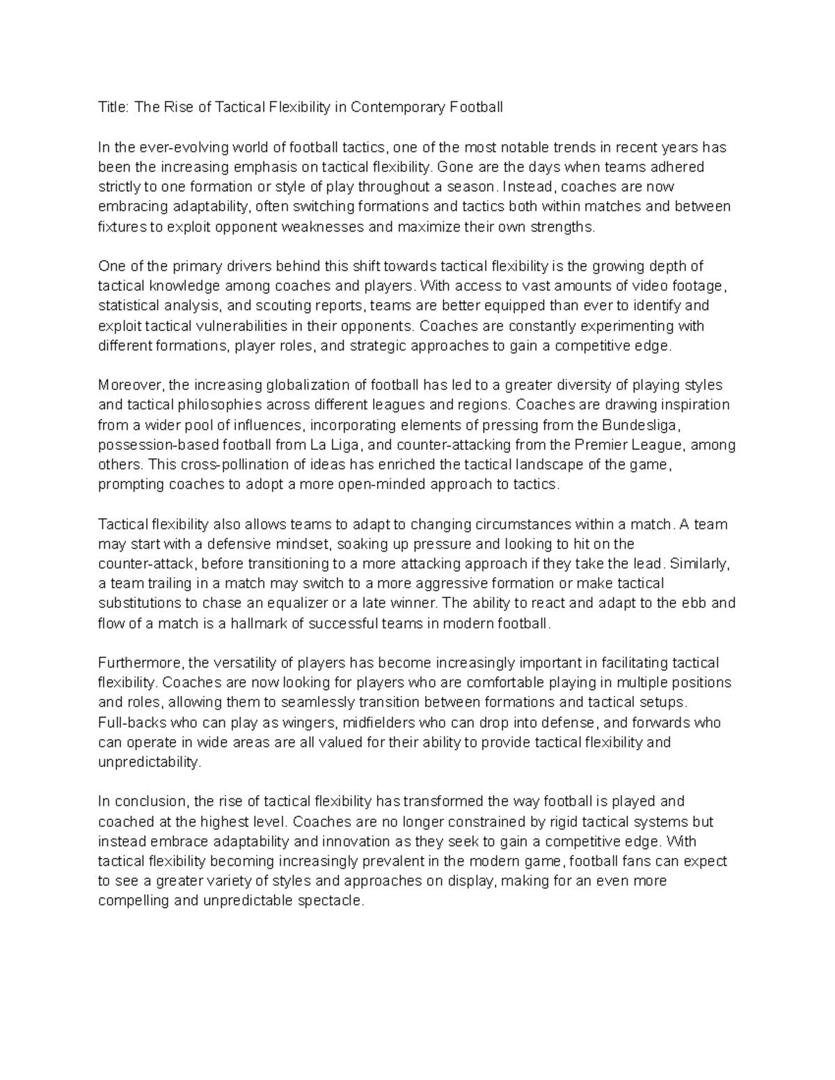 The Rise of Tactical Flexibility in Contemporary Football - Gone are ...