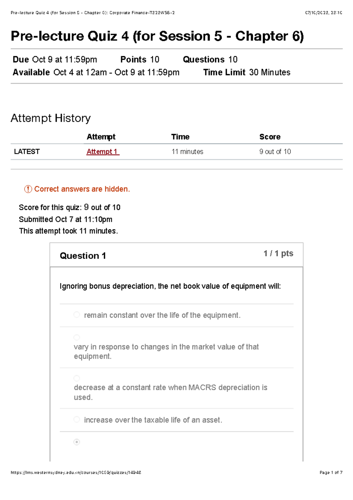 Pre lecture Quiz 4 for Session 5 Chapter 6 - Pre-lecture Quiz 4 (for ...