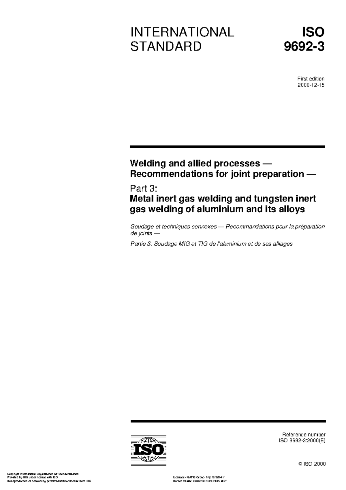ISO 9692 3 2002 - hbibi;vu - Reference number ISO 9692-3:2000(E) © ISO ...