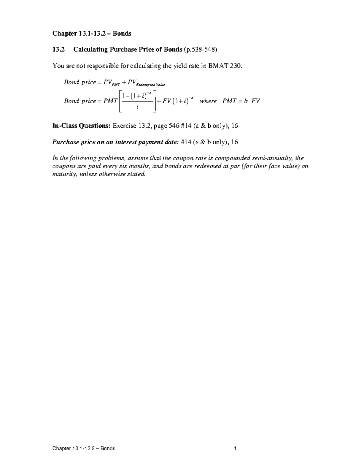 Chapter 13 2 13 2 Bond Price In Between Interest Payment Dates