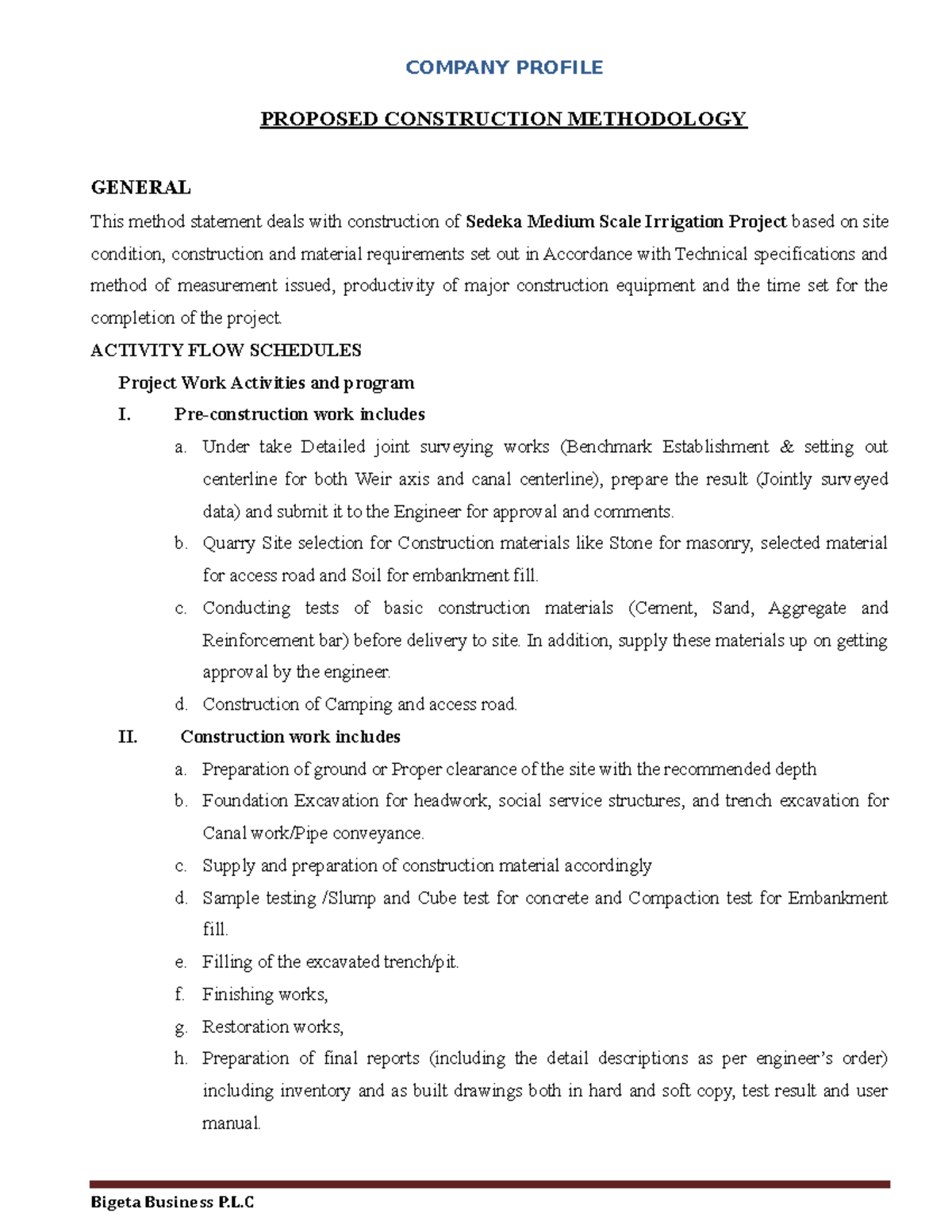 Methodology Irrigation used for how to submit work - PROPOSED ...