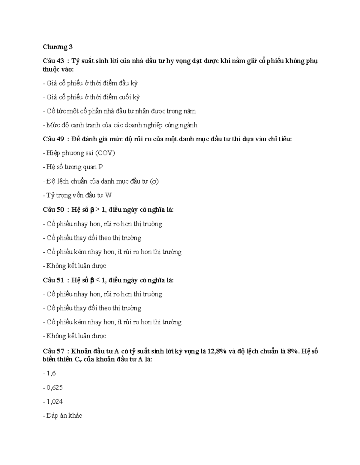 Bt.c3.sv - hihih - Chương 3 Câu 43 : Tỷ suất sinh lời của nhà đầu tư hy ...