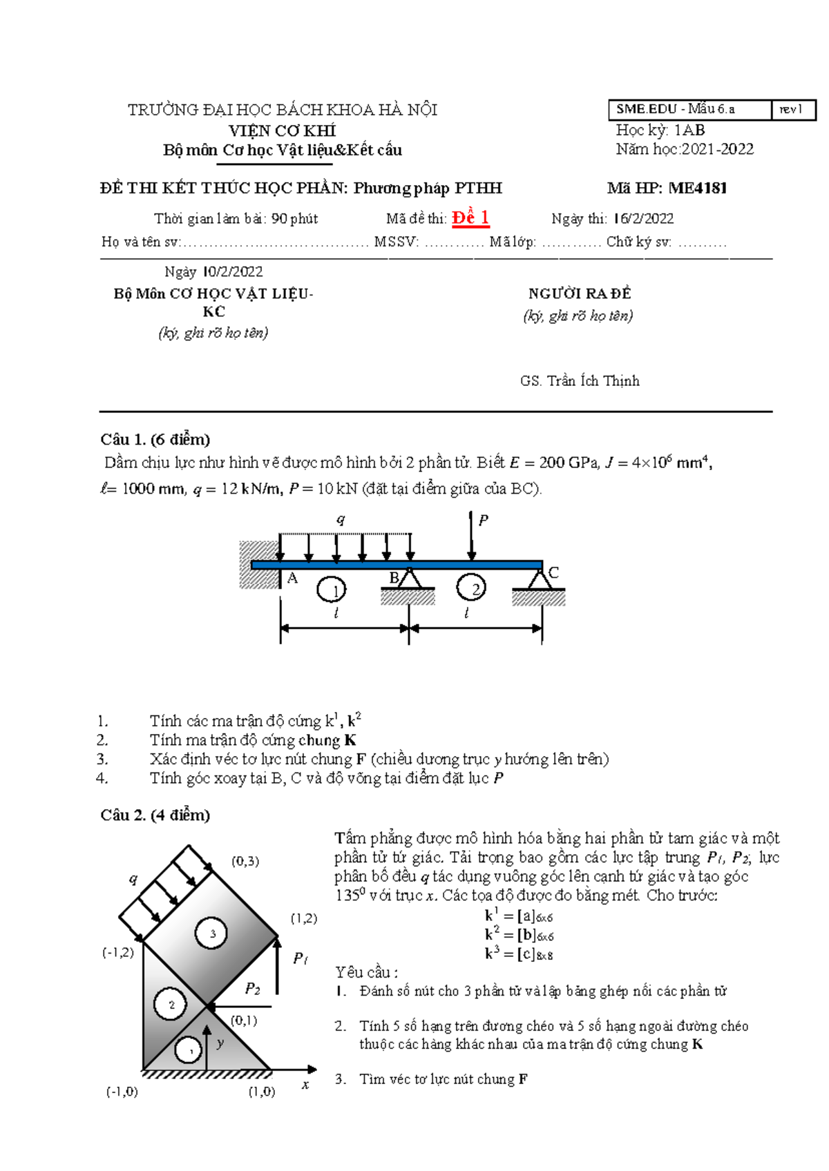 CK PTHH SIE 2021 AB 1 - CK PTHH SIE 2021 AB 1 - TRƯỜNG ĐẠI HỌC BÁCH ...