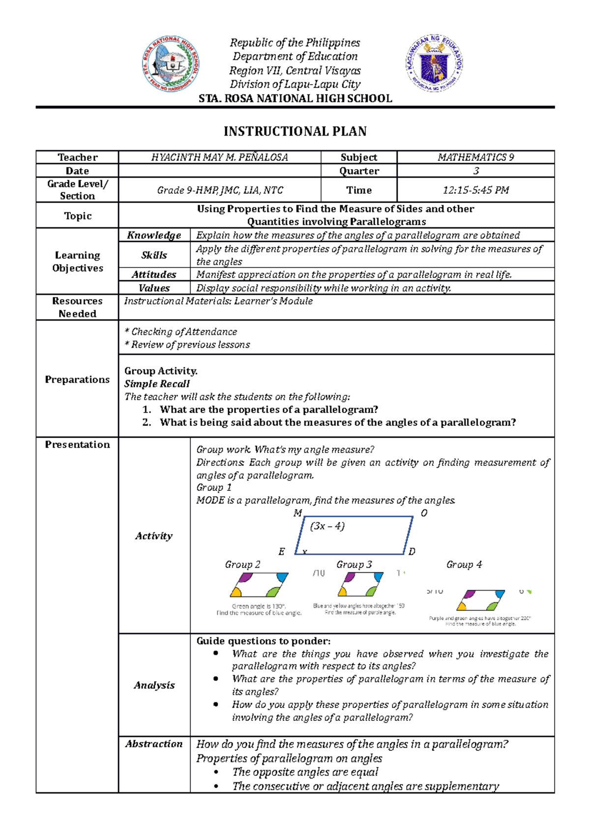 LP-Using Parallelogram Properties - Republic of the Philippines ...