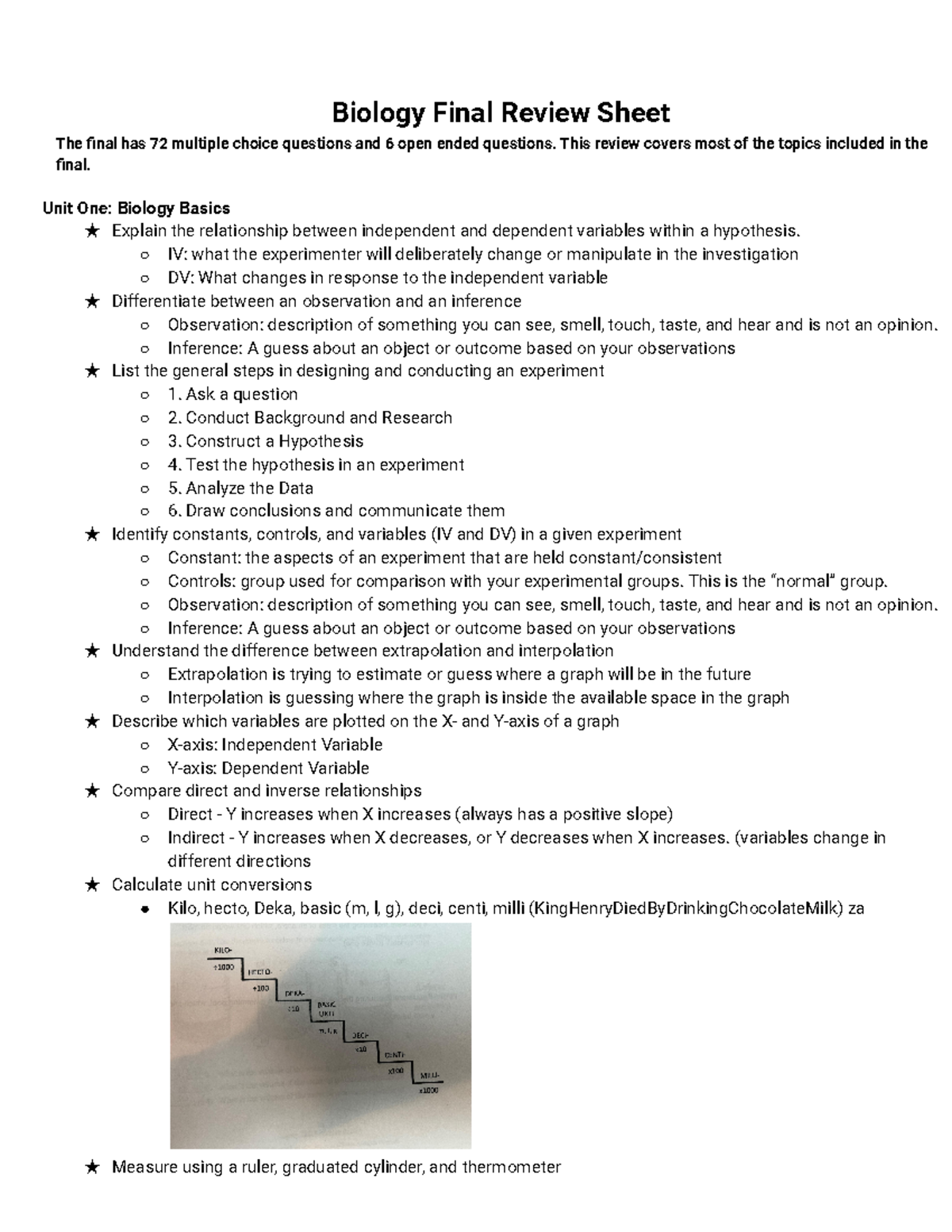 F22 Biology Final SG - study guide - Biology Final Review Sheet The ...