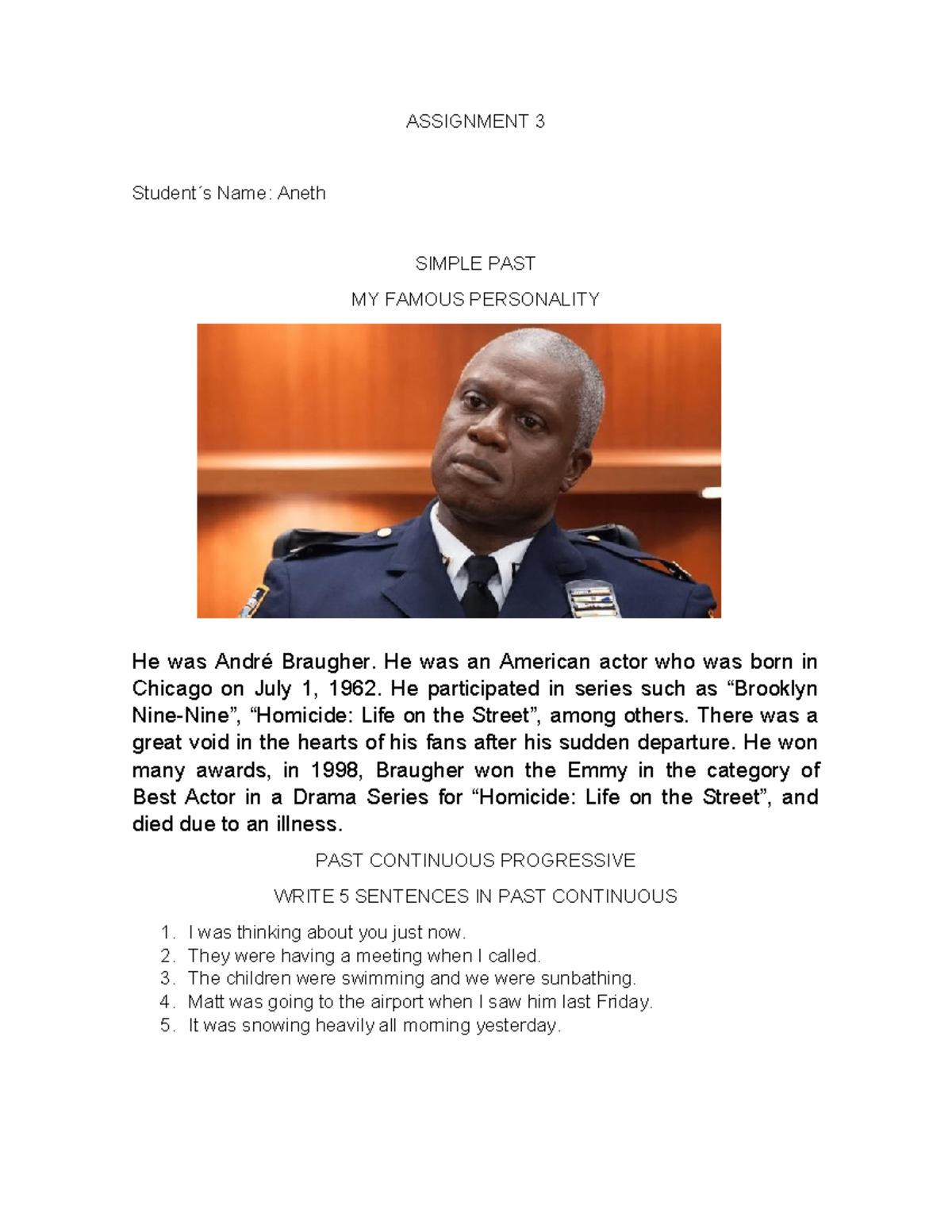 Homework - Investigación - ASSIGNMENT 3 Student ́s Name: Aneth SIMPLE ...