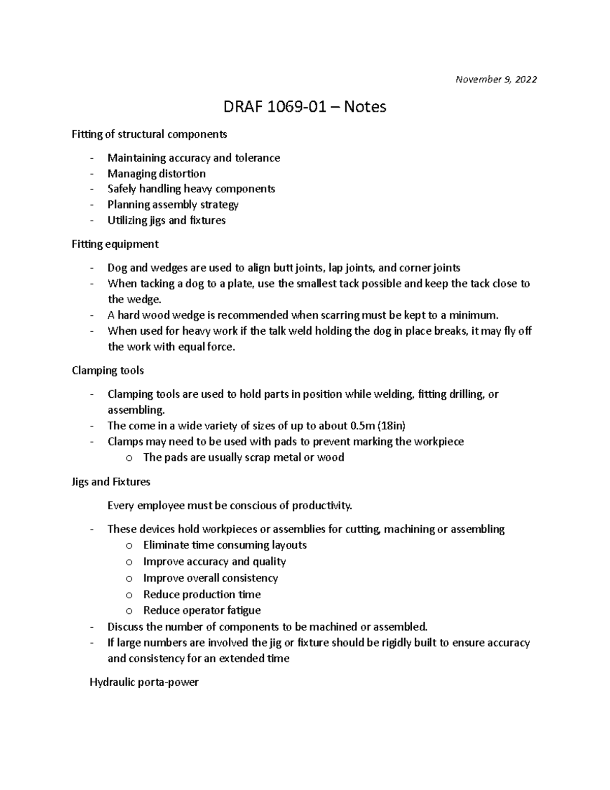 DRAF 1069-01 Notes November 09 2022 - November 9, 2022 DRAF 1069-01 ...