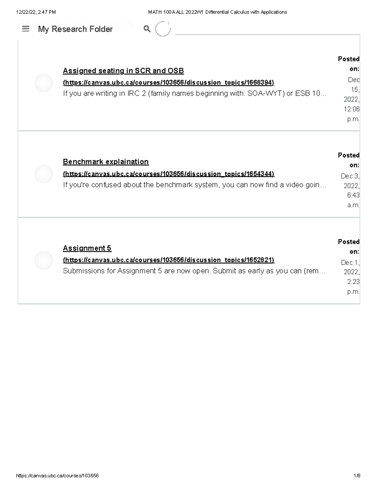 MATH 100 A ALL 2022W1 Differential Calculus with Applications - Recent ...