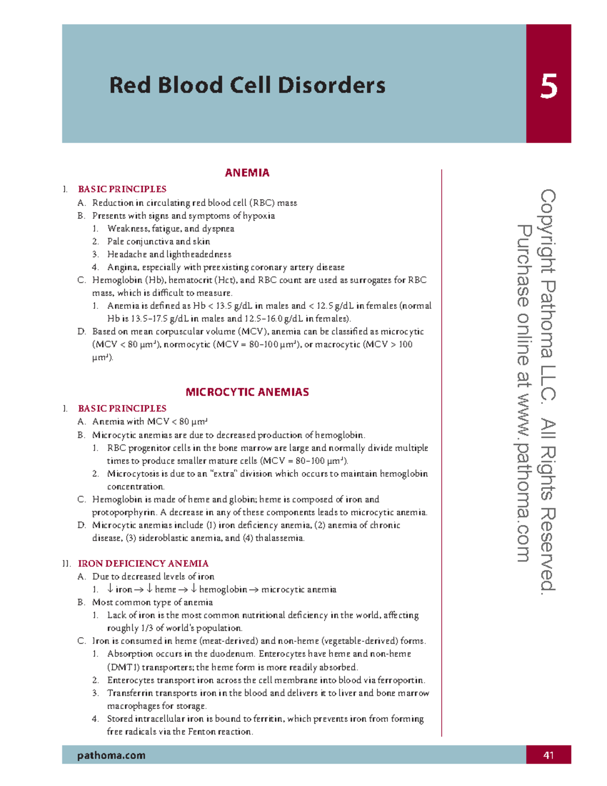 5 2 microcytic anemias - pathoma 41 Red Blood Cell Disorders 5 ANEMIA I ...