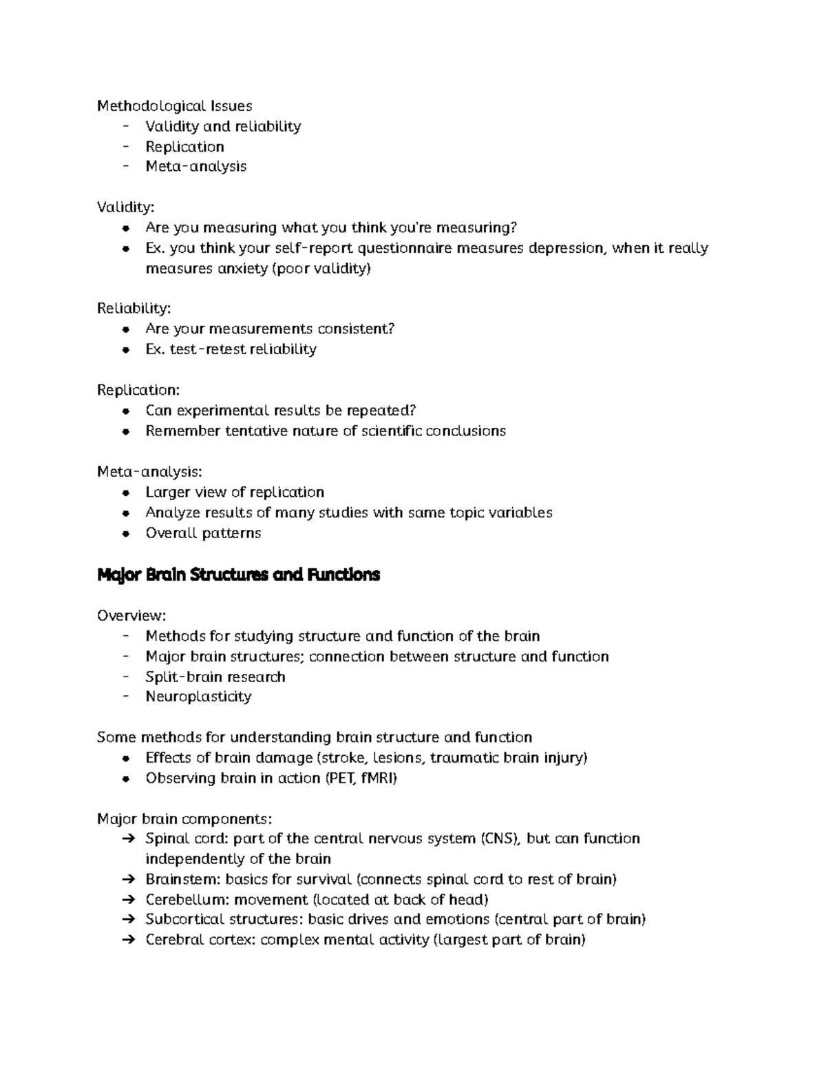 Psych 202 notes - Methodological Issues - Validity and reliability ...