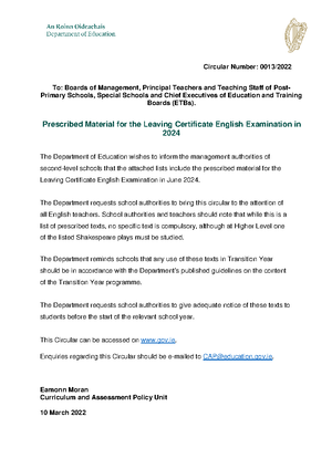 GVV Sample H1 - H1 leaving cert essay - General Vision And Viewpoint ...