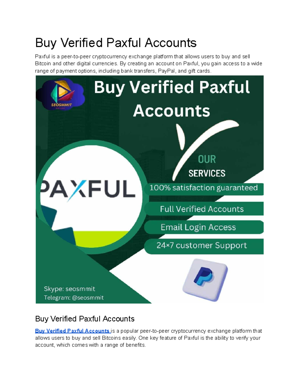 Buy Verified Paxful Accounts - Buy Verified Paxful Accounts Paxful is a peer-to-peer ...