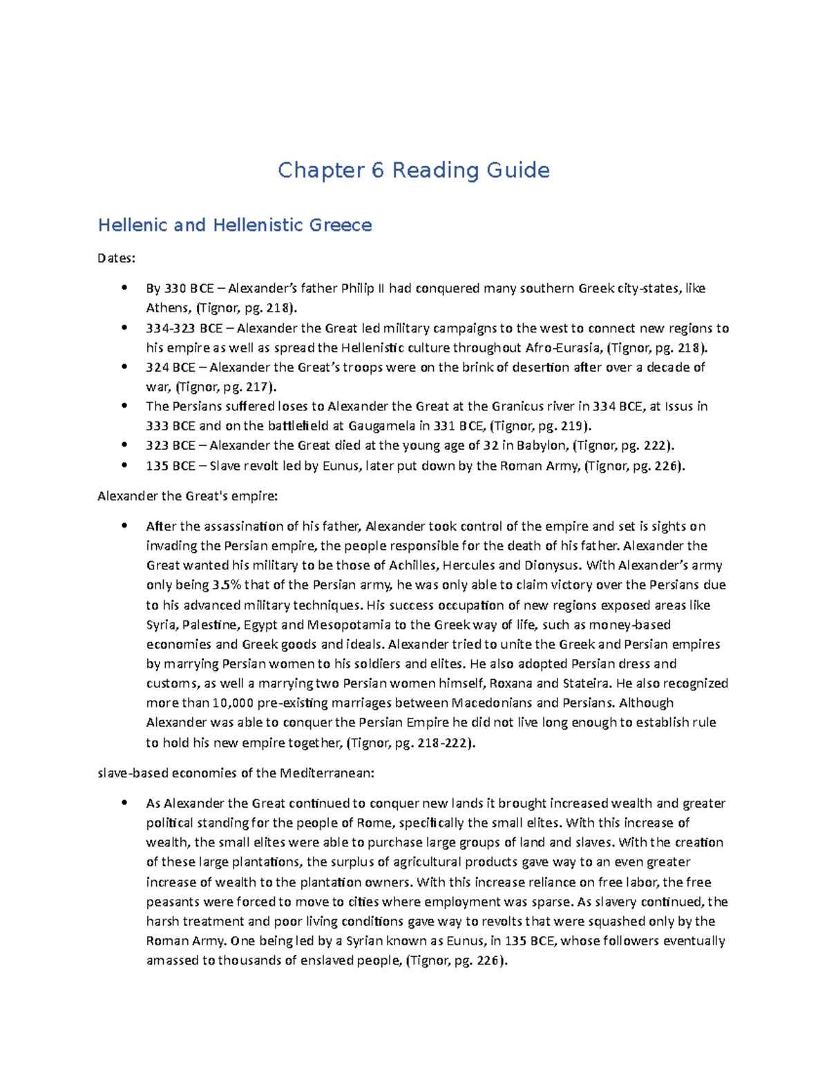 Chapter 6 Reading Guide - Chapter 6 Reading Guide Hellenic and ...