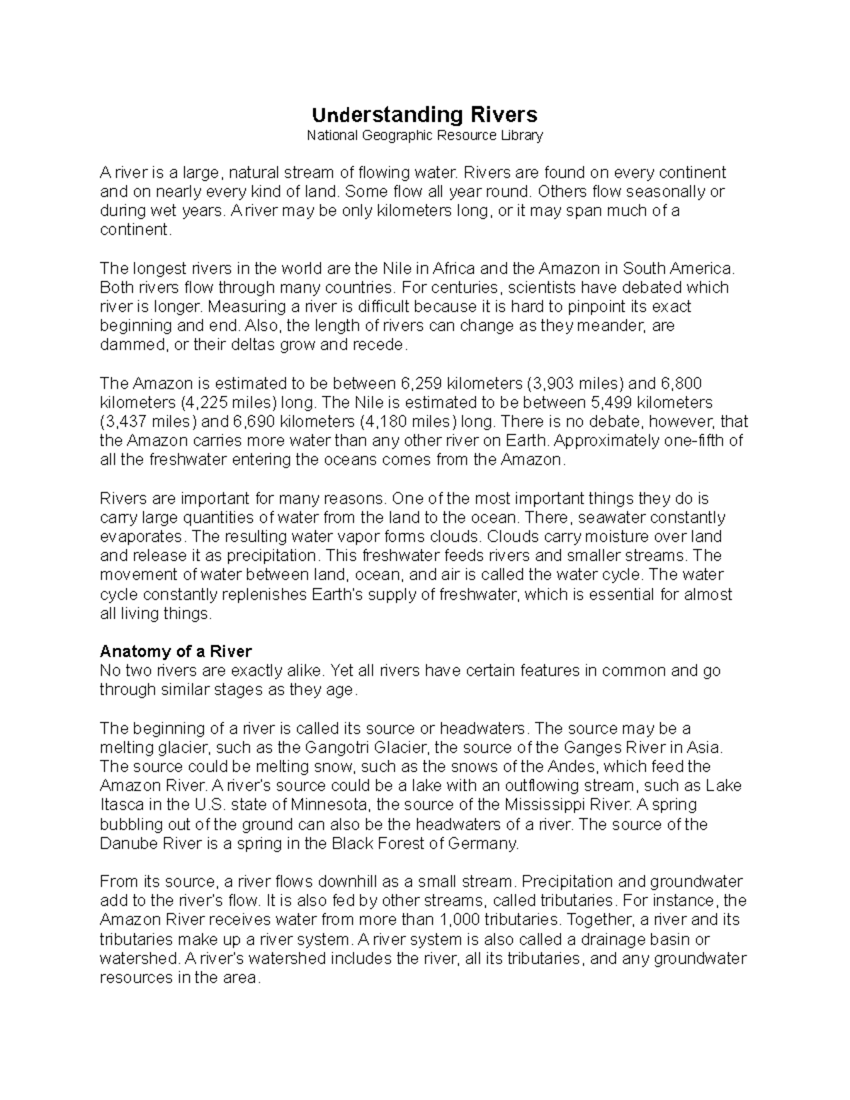 Understanding Rivers - Essay - GEOL 180 - CSUS - Studocu