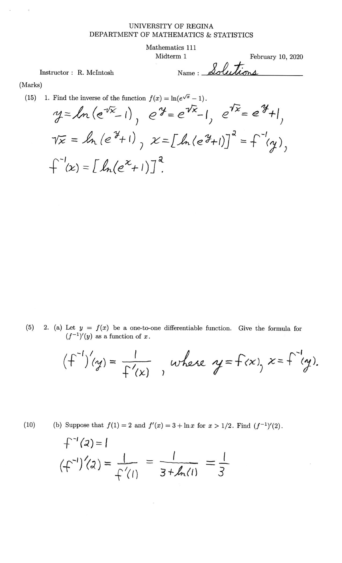 Math 111-W2022-Midterm 1-2-sol - MATH 111 - Studocu