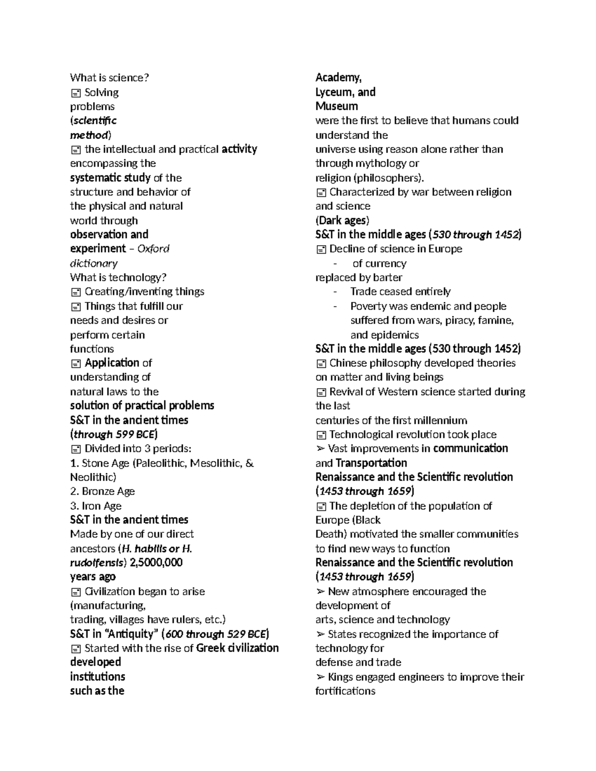 Prelims notes - What is science? Solving problems (scientific method ...
