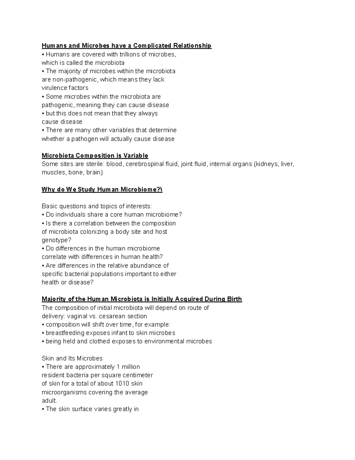 Lecture 12-Notes - Humans and Microbes have a Complicated Relationship ...
