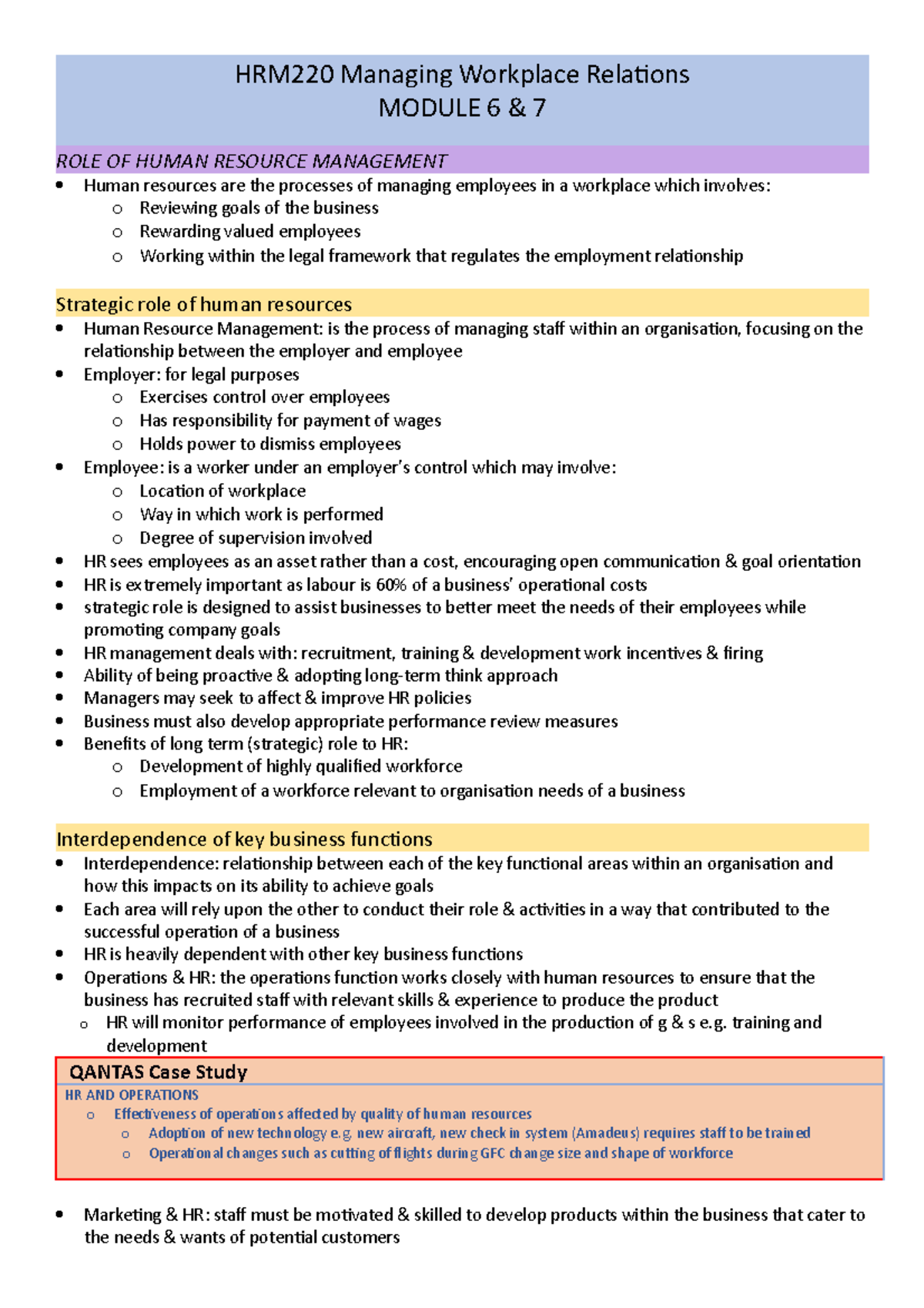 HRM220 Module 6 AND 7 - HRM220 Managing Workplace Relations MODULE 6 ...