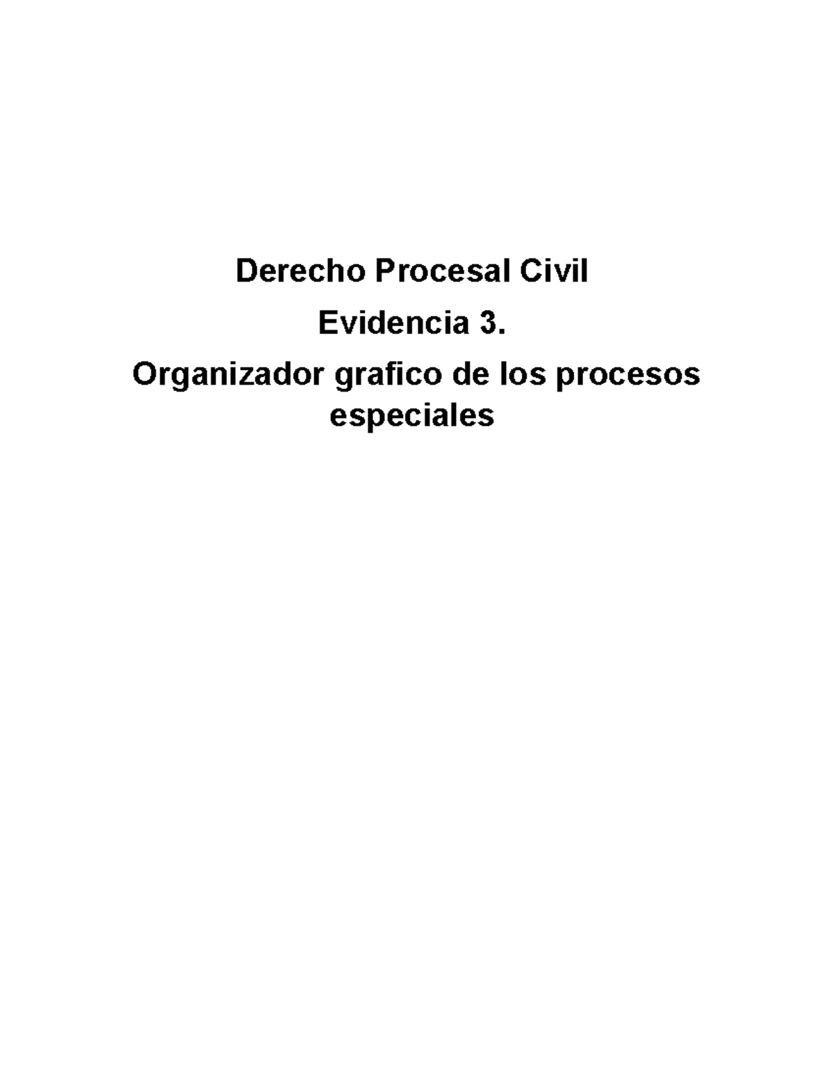 Procesos especiales - Derecho Procesal Civil Evidencia 3. Organizador ...