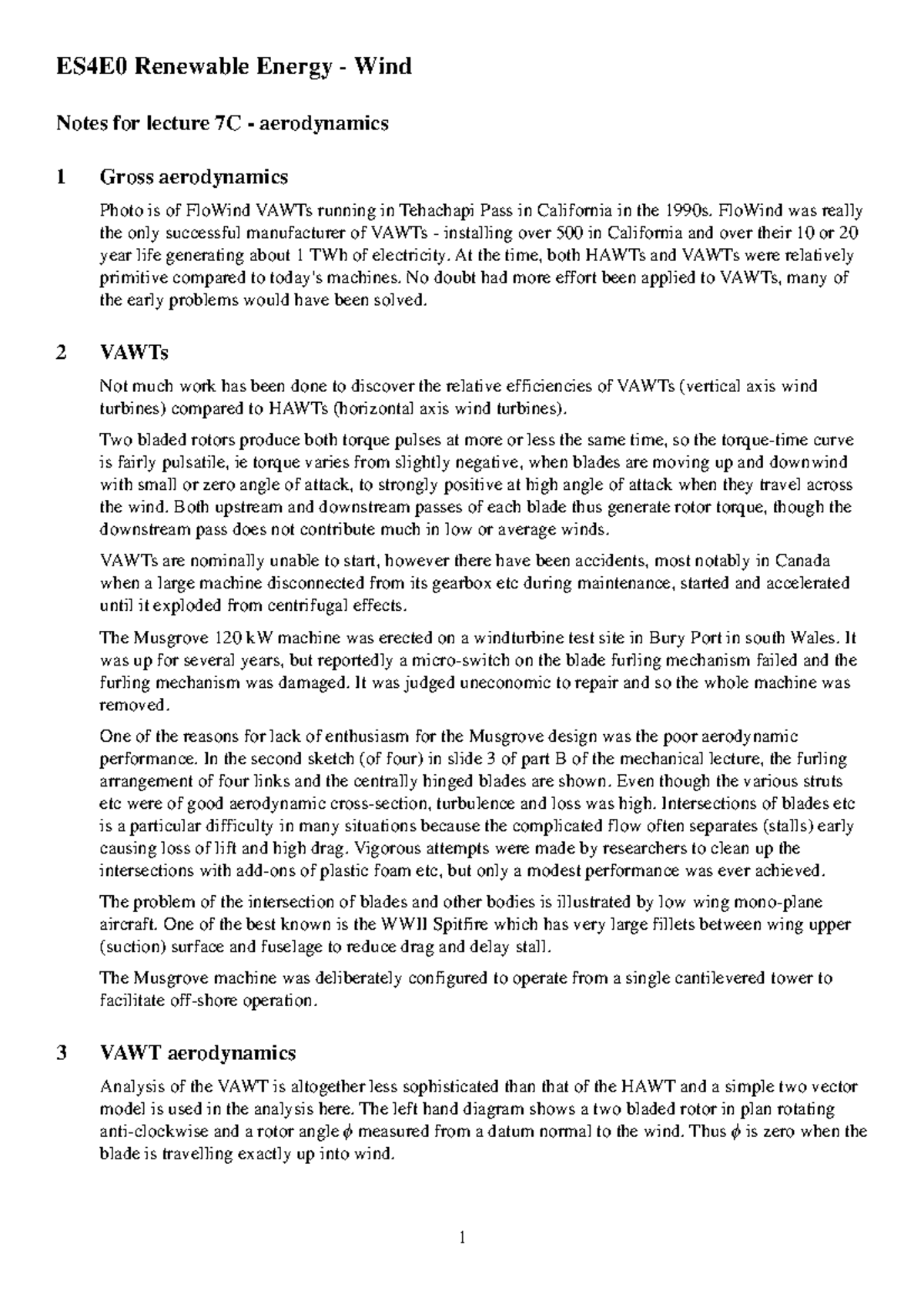 Lecture XIII notes - ES4E0 Renewable Energy - Wind Notes for lecture 7C ...