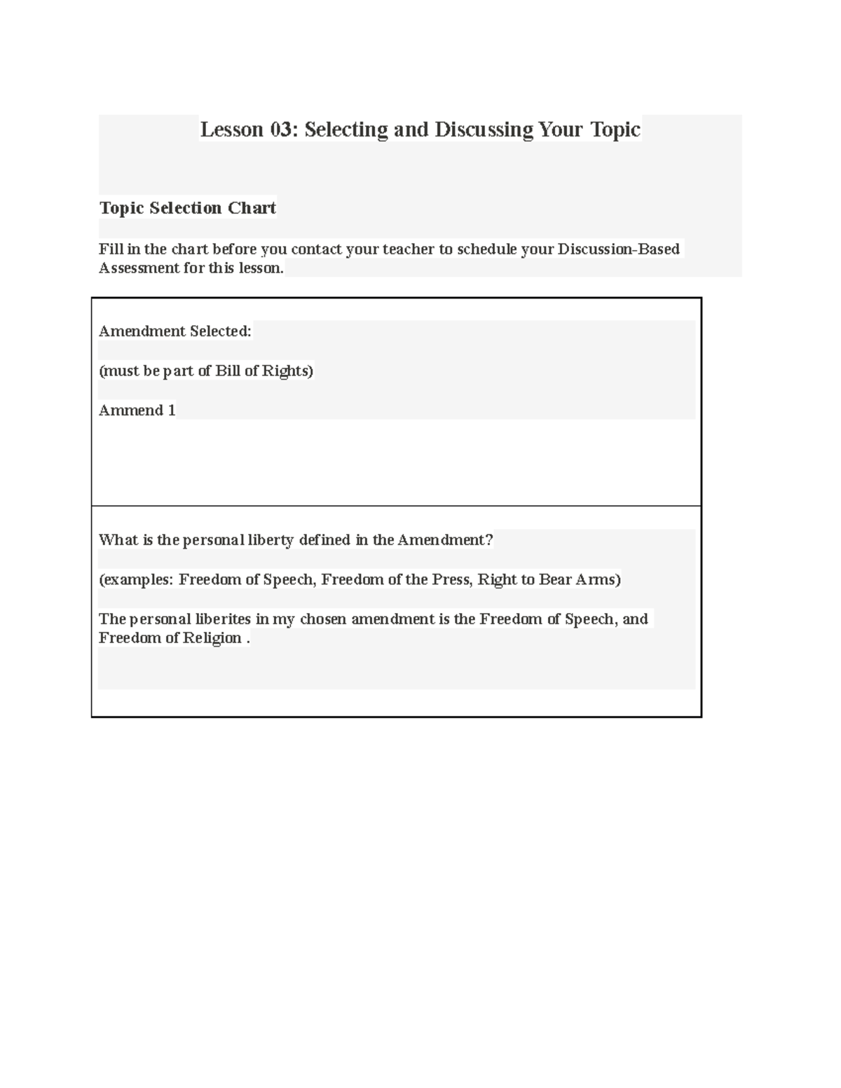 A Selecting and Discussing Your Topic - Lesson 03: Selecting and ...