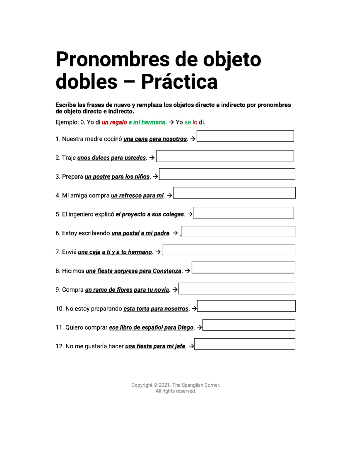 4 - Practica - Pronombres de objeto dobles (editable) - Studocu