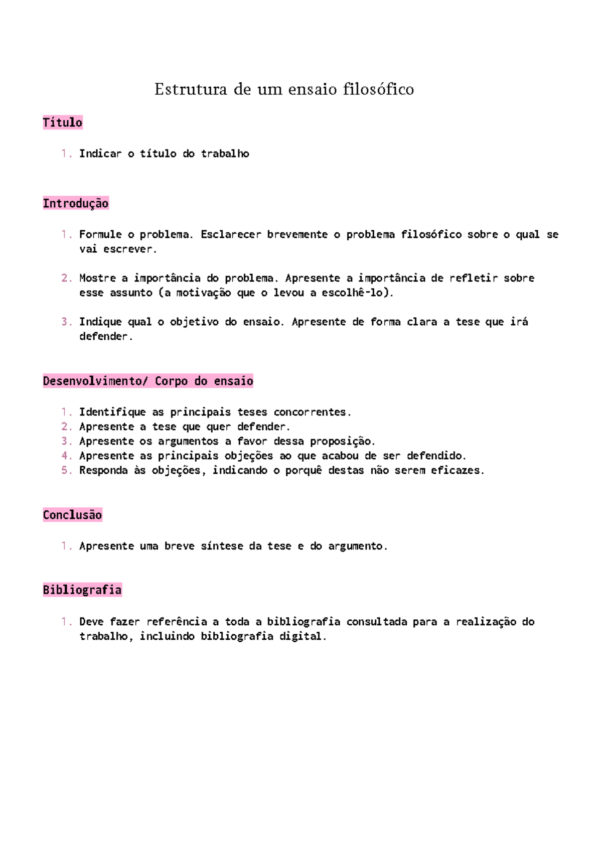 Estrutura de um ensaio filosófico - Estrutura de um ensaio filosófico ...