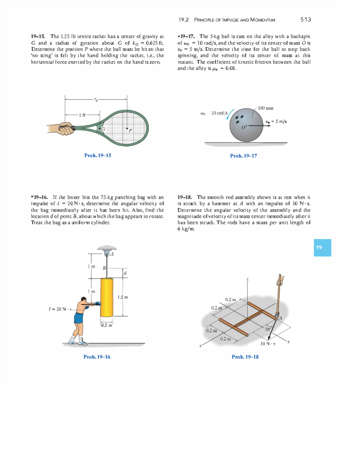 Principle OF Impulse AND Momentum - 19-15. The 1-lb tennis racket has a ...
