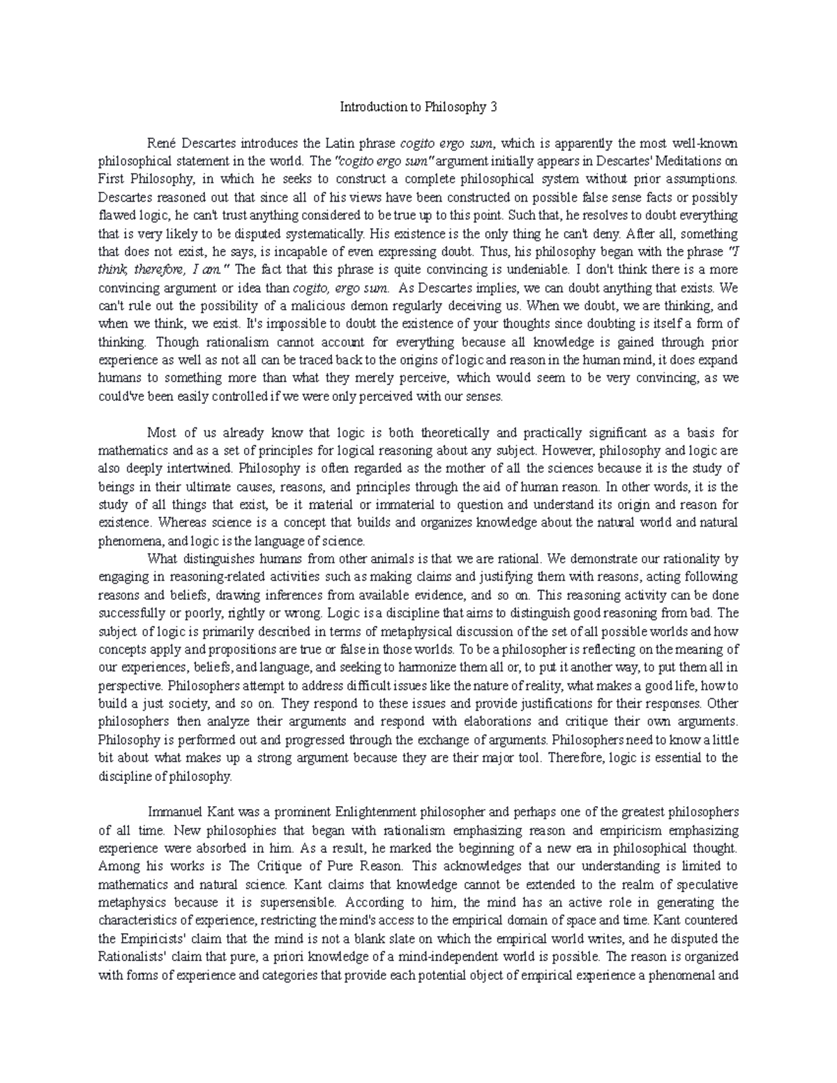 Introduction to Philosophy in ethics 3 - Introduction to Philosophy 3 ...