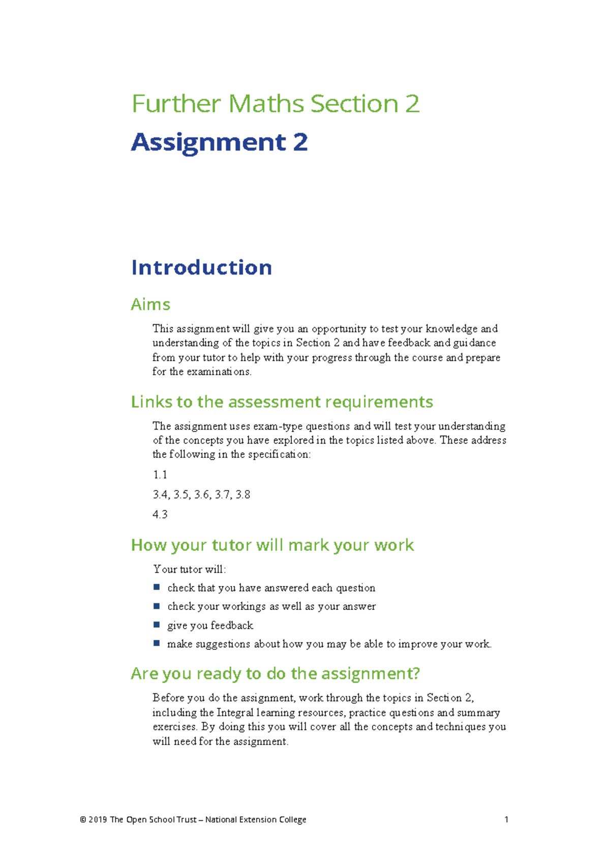 Further Maths S2 Asst2 - Further Maths Section 2 Assignment 2 ...