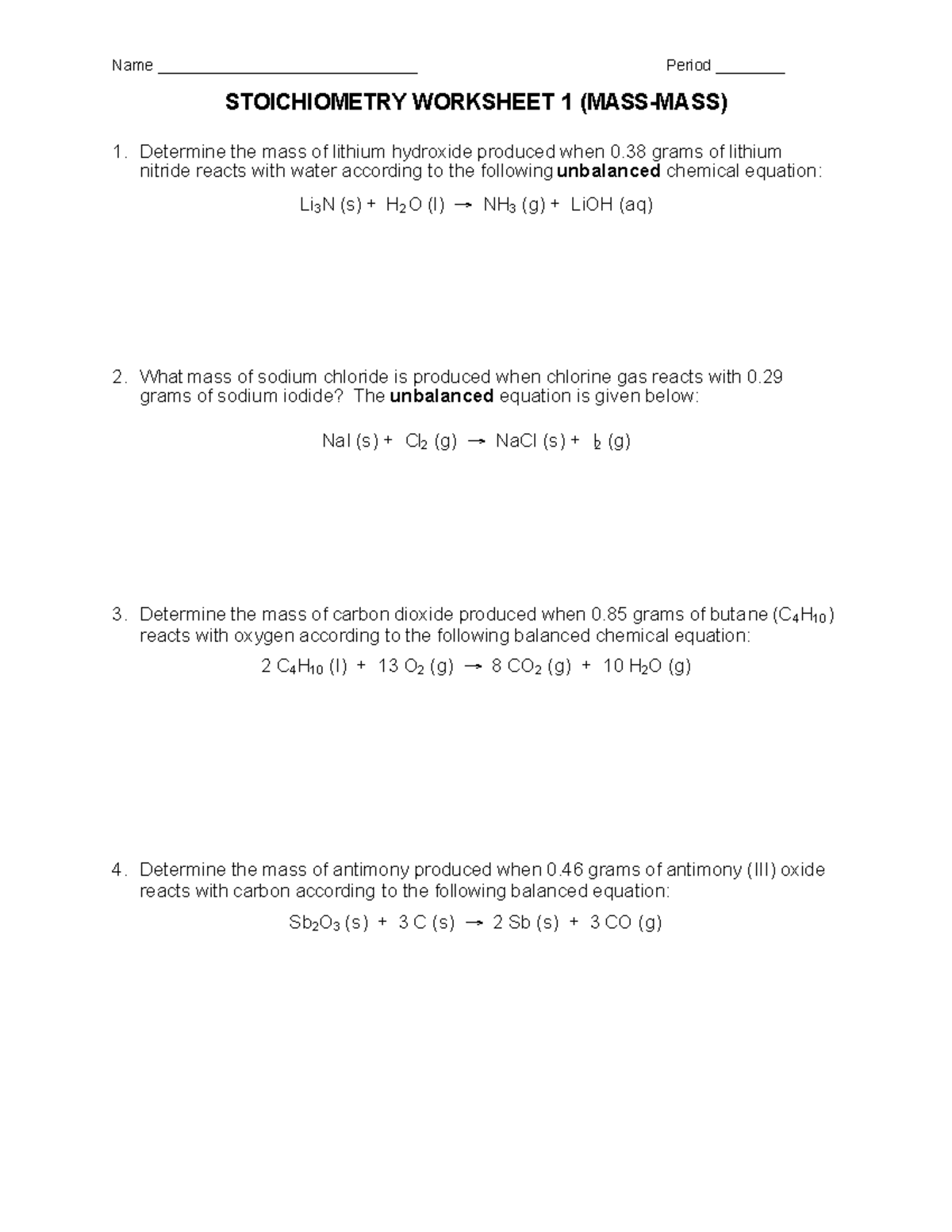 Mass to Mass WS - answers to the assignment - Name ...
