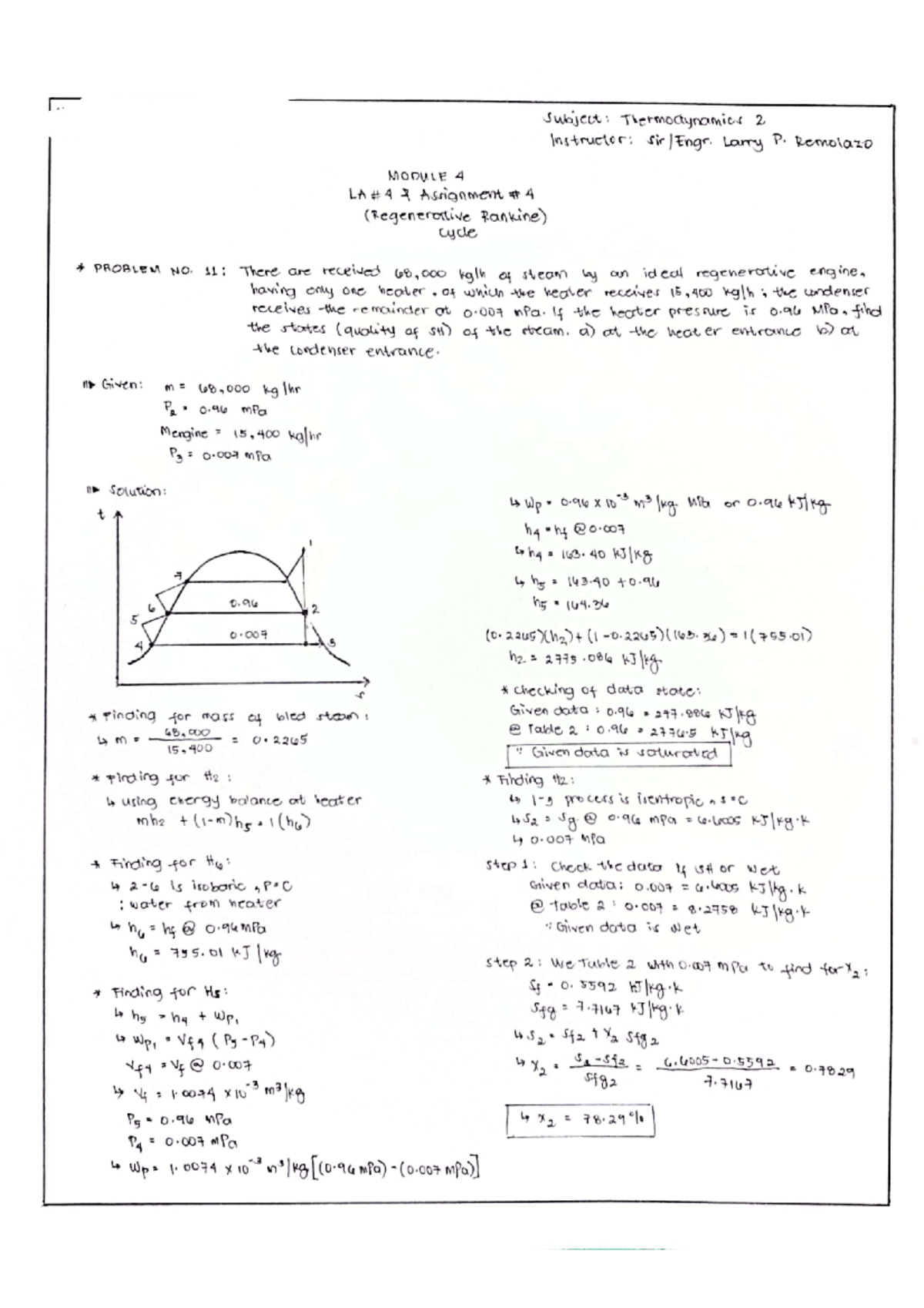 Thermo 2 Problem set - Mechanical Engineering - NVSU - Studocu