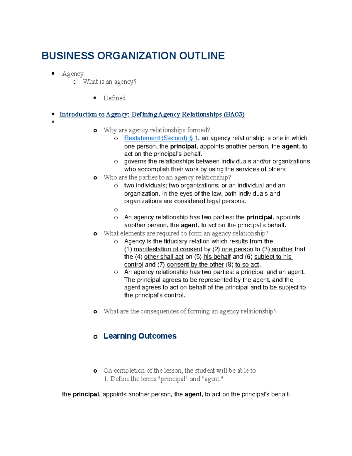 BIZ Organization Outline 8 - BUS 239 - BU - Studocu