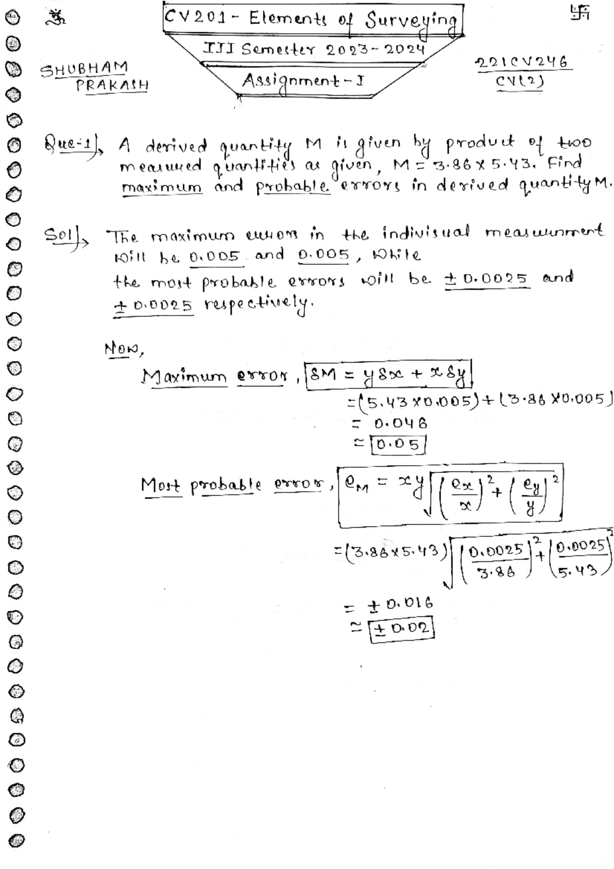 Surveying assignment -01 - Studocu