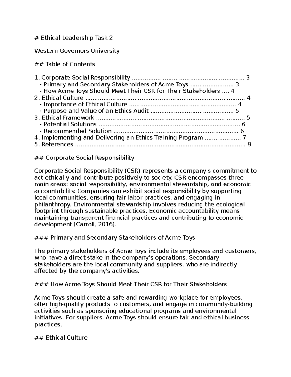 C206 task 2 example - Ethical Leadership Task 2 Western Governors ...
