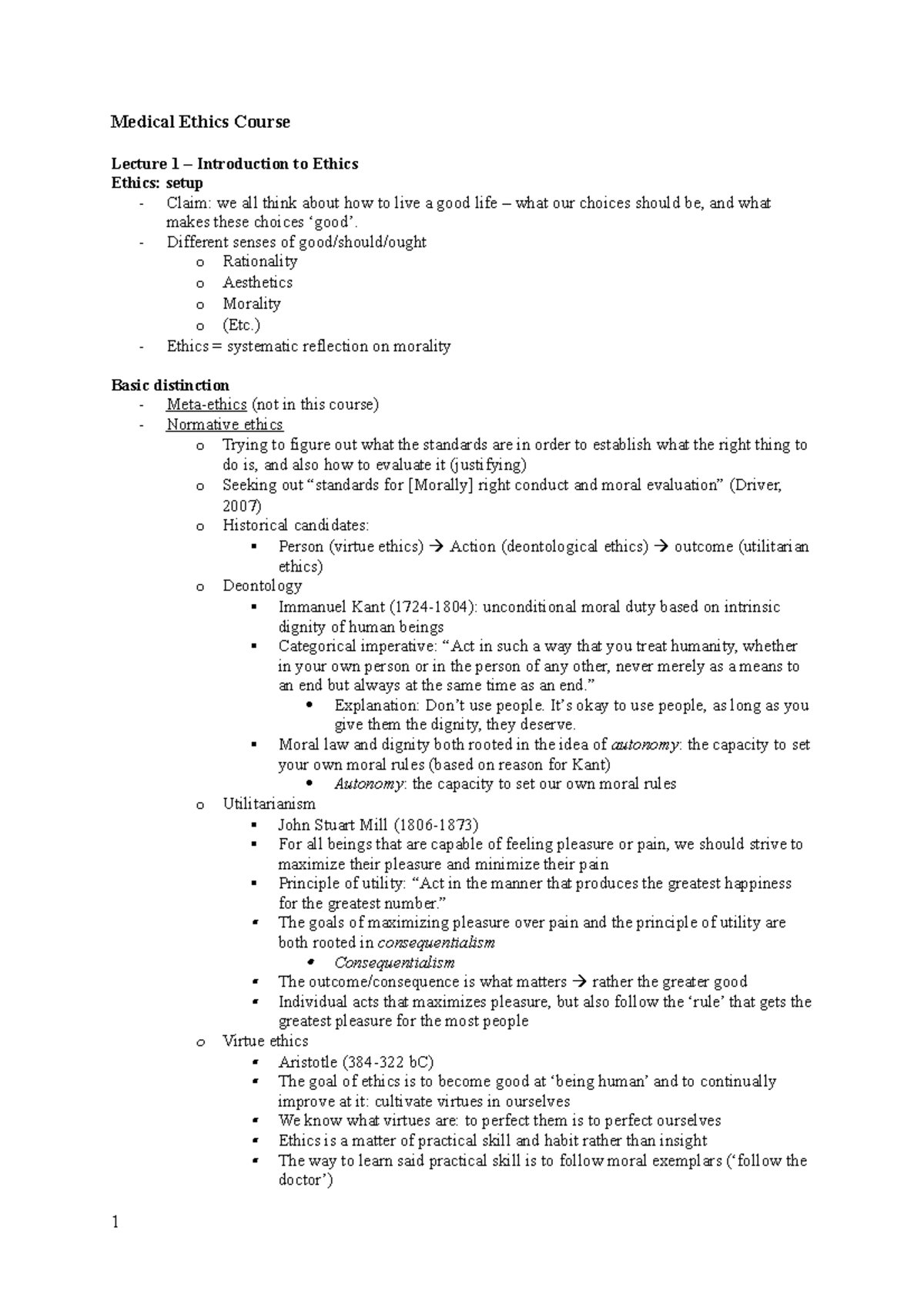 Medical Ethics Lectures - Medical Ethics Course Lecture 1 ...