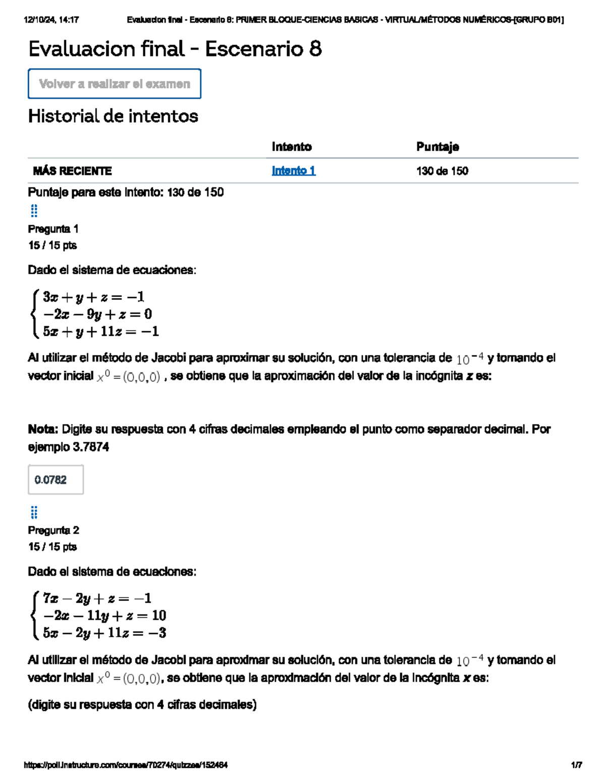 Examen final primer intento - 14:17 Evaluacion final Escenario 8 ...