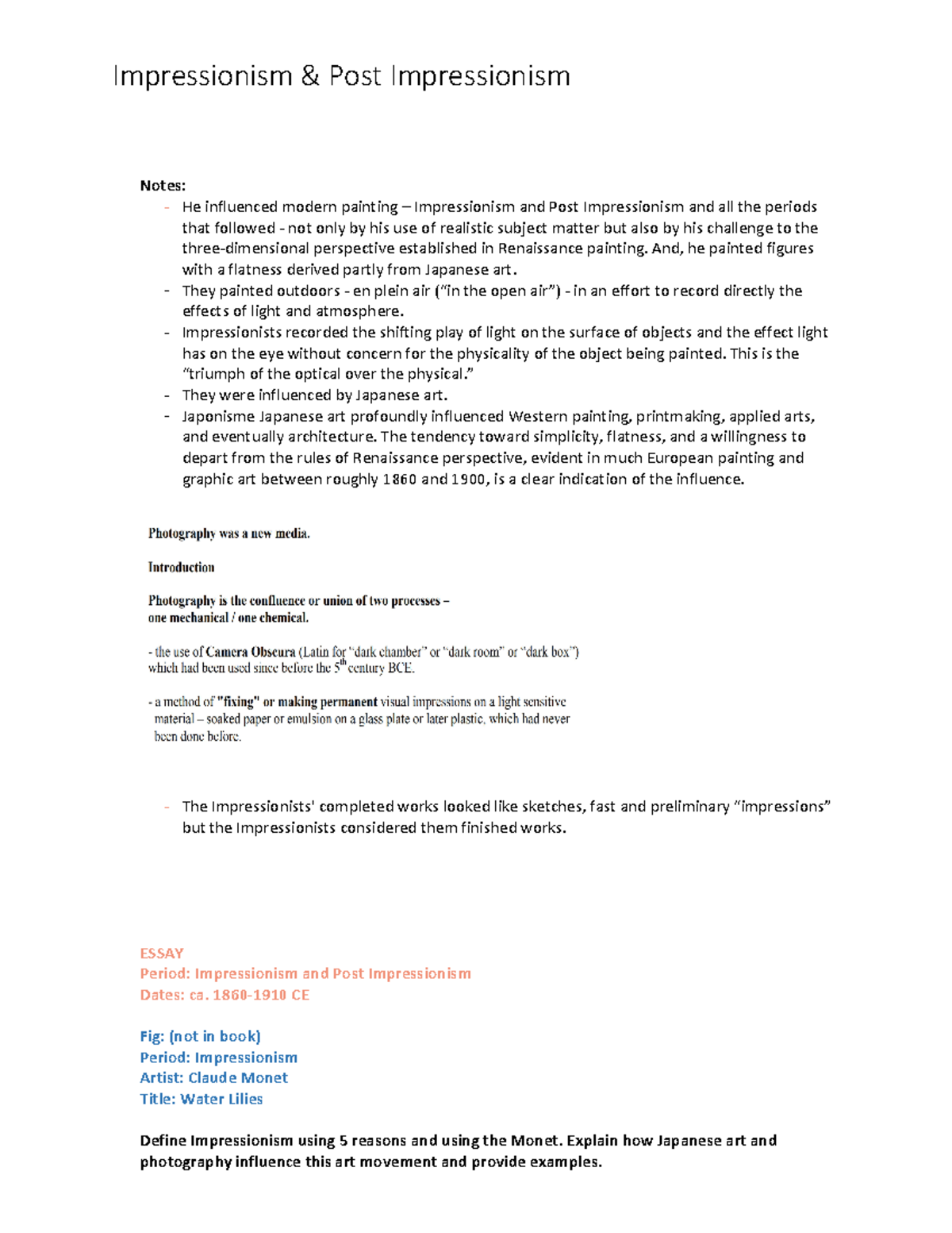 Impressionism & Post Impressionism - EŽƚĞƐ͗ ,Ğ ŝŶĨůƵĞŶĐĞĚ ŵŽĚĞƌŶ ...