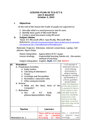 Teaching EPP Course Outline - TEACHING EPP (Edukasyong Pantahanan at ...