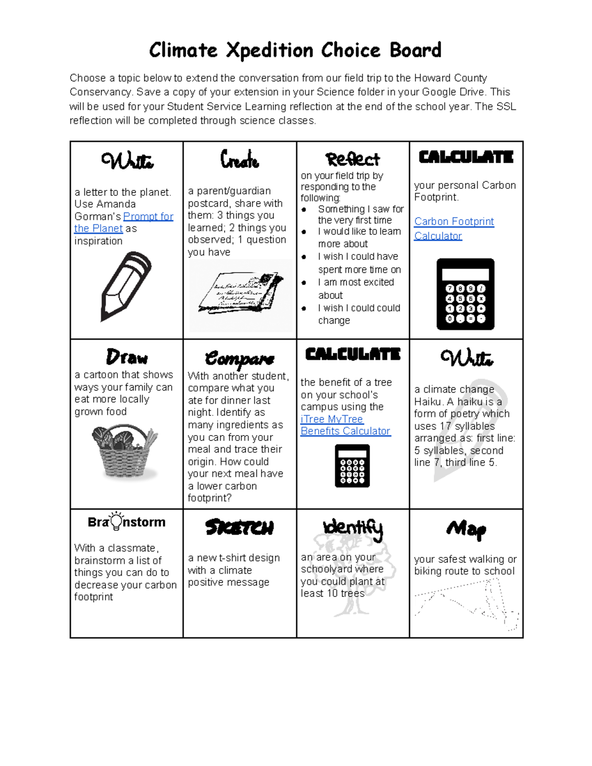 Climate Xpedition Choice Board - Climate Xpedition Choice Board Choose ...