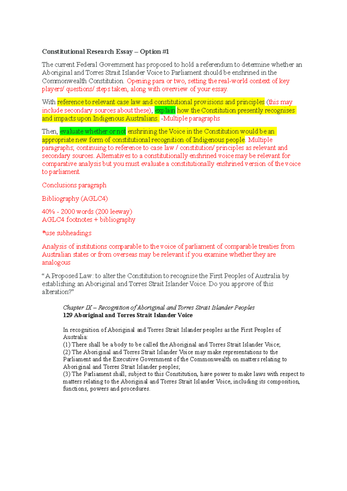 Consti essay planning - Constitutional Research Essay – Option # The ...