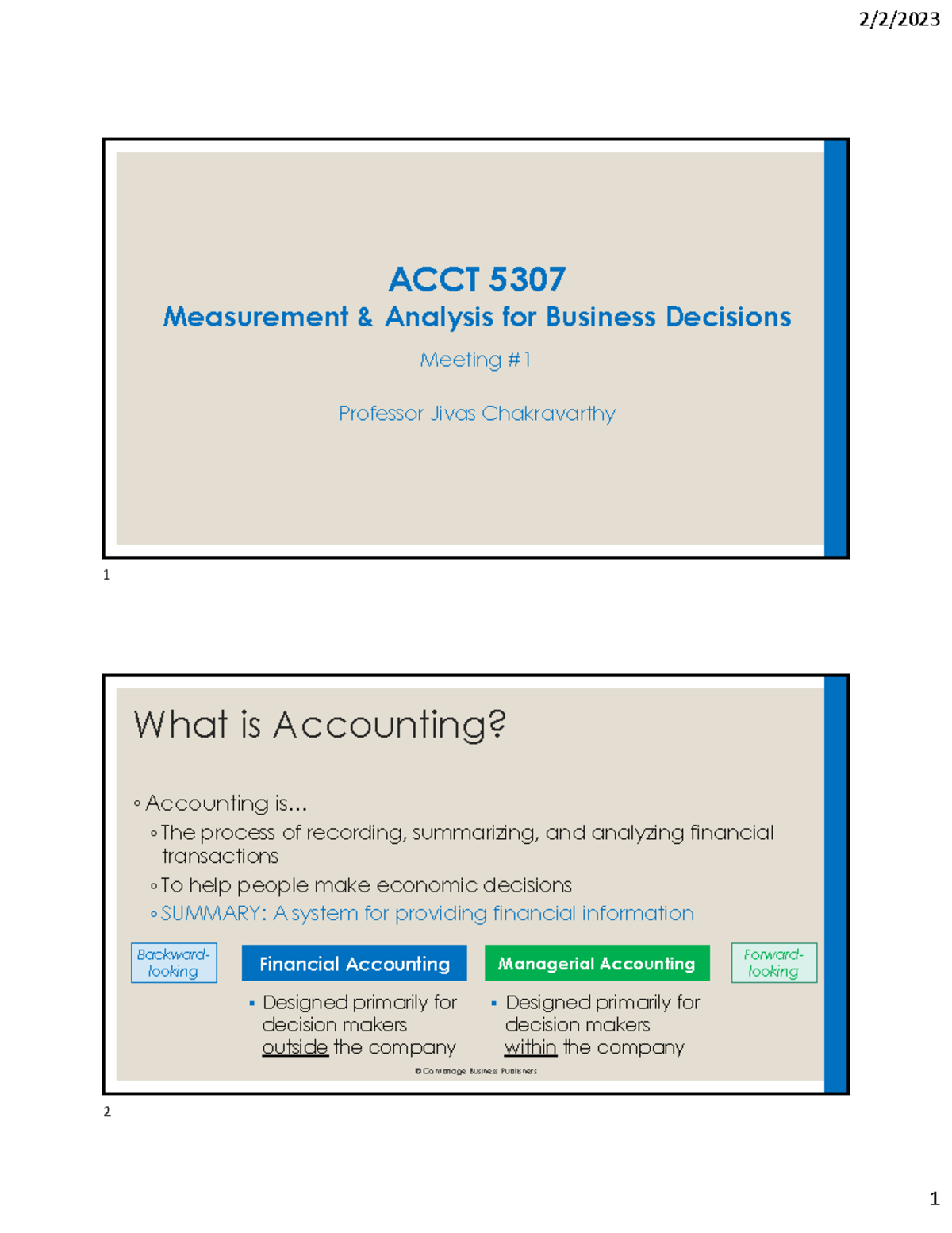 1 slides Full notes - This are the class note from class - ACCT 5307 ...
