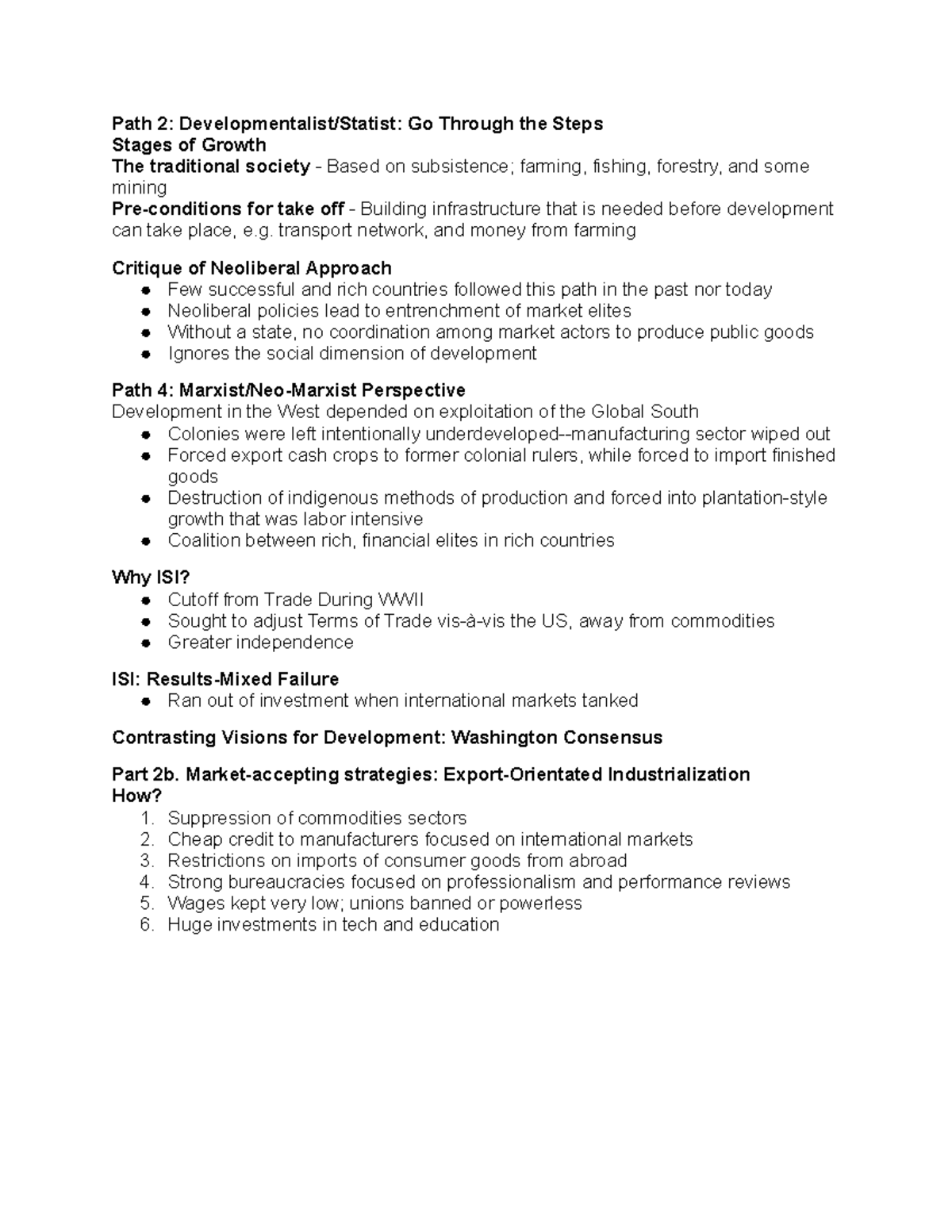 Class Notes #20 11-5-20 - Path 2: Developmentalist/Statist: Go Through ...